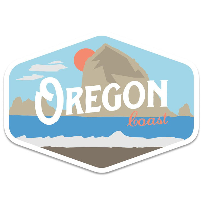 Oregon Coast Vintage Haystack Rock | Vinyl Sticker | Little Bay Root