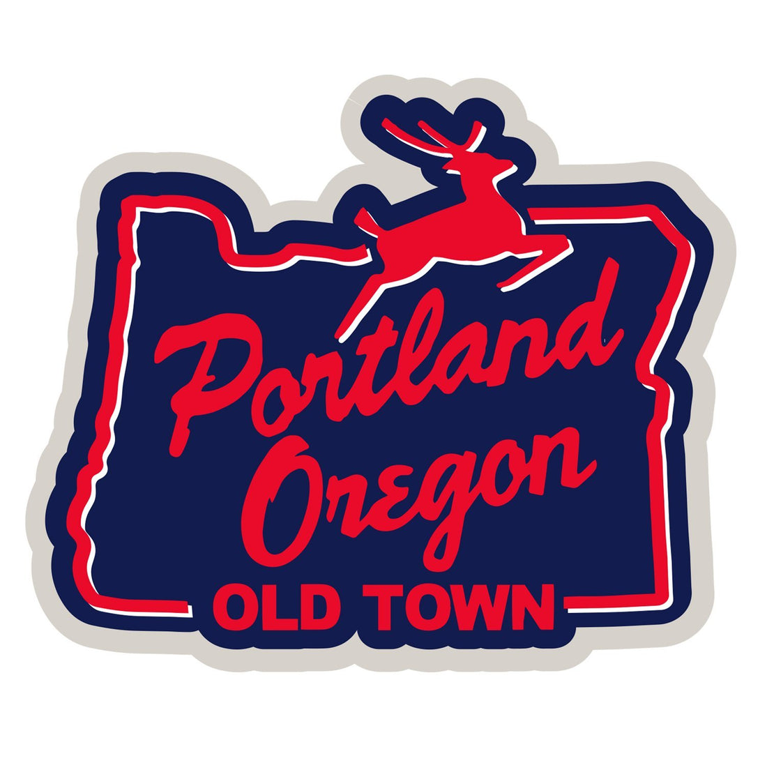 White Stag Sign Portland Oregon | Sticker – Little Bay Root